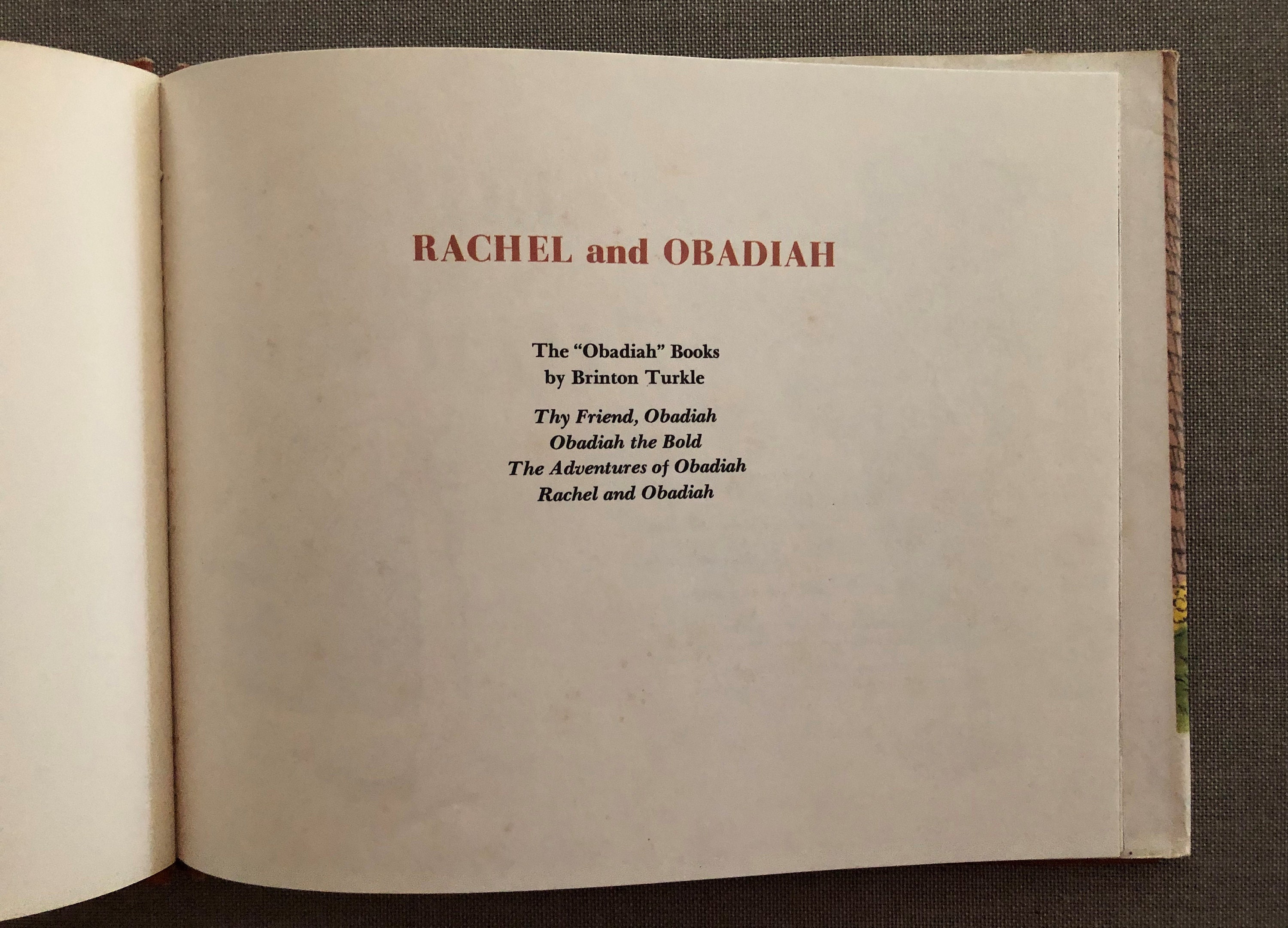 Rachel and Obadiah Vintage Hardback Book by Brinton Turkle First ...