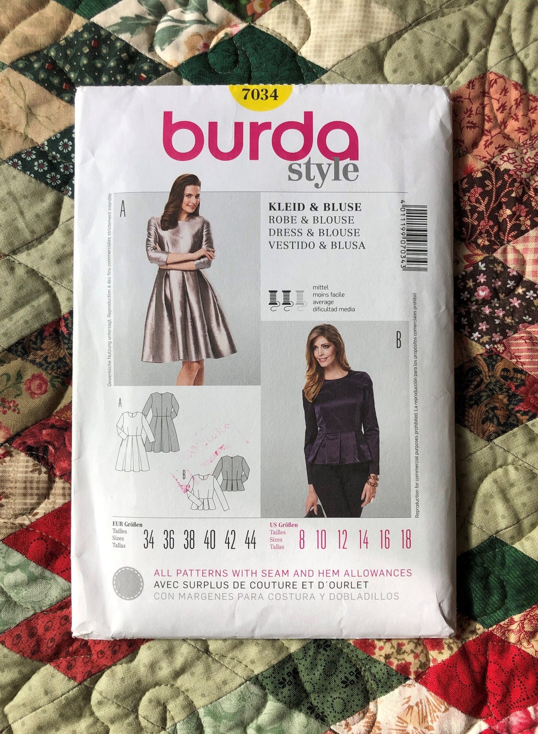 Burda 7034 Sewing Pattern, Dress and Blouse, Sizes 8 to 18 - Etsy