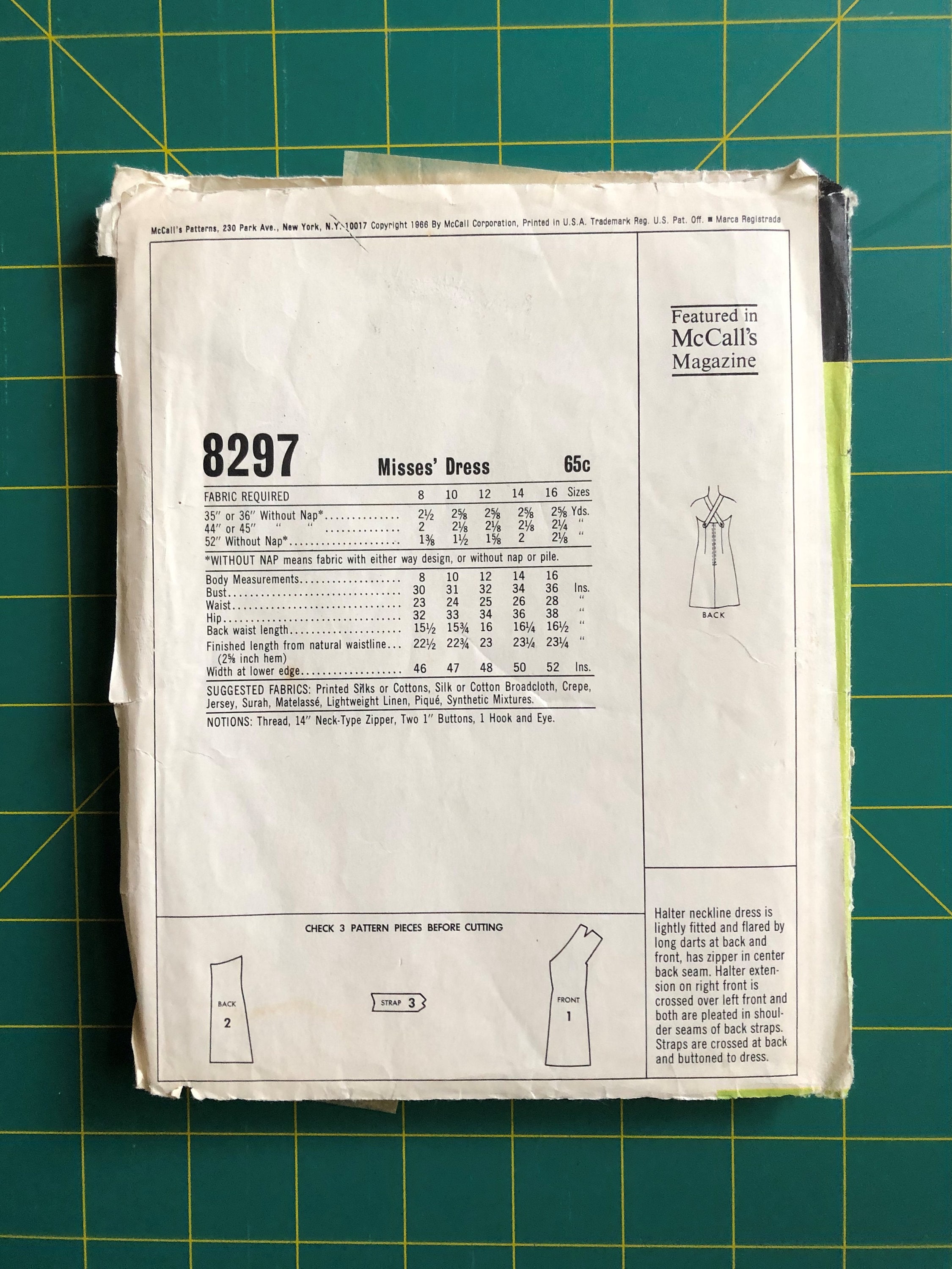 Vintage Mccall's 8297 Sewing Pattern, Misses' Dress, Size 14 - Etsy