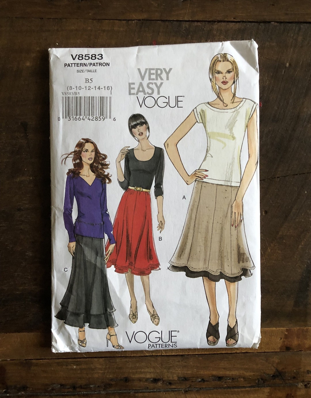 Vogue Sewing Pattern 8583, Misses' Skirt, Size 8 to 16 - Etsy