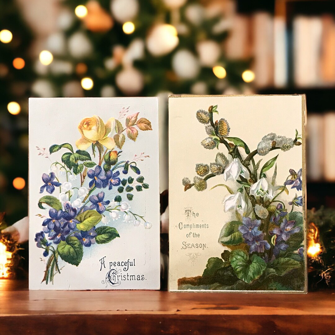 Blue Violets Victorian Christmas Cards, Choose Your Favourite Floral ...