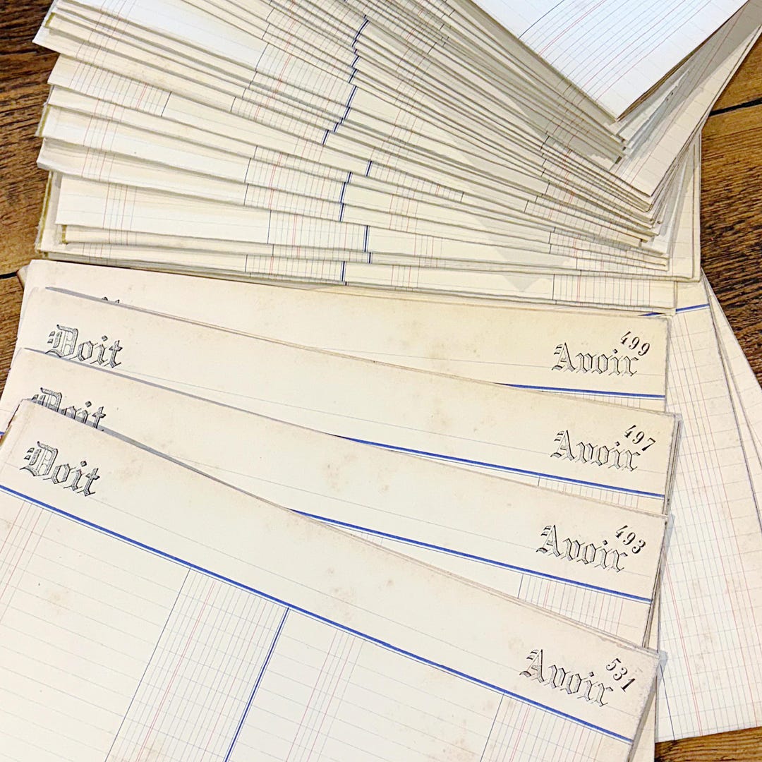 Large Antique French Ledger Paper From Early 1900s, Four Blank Unused ...