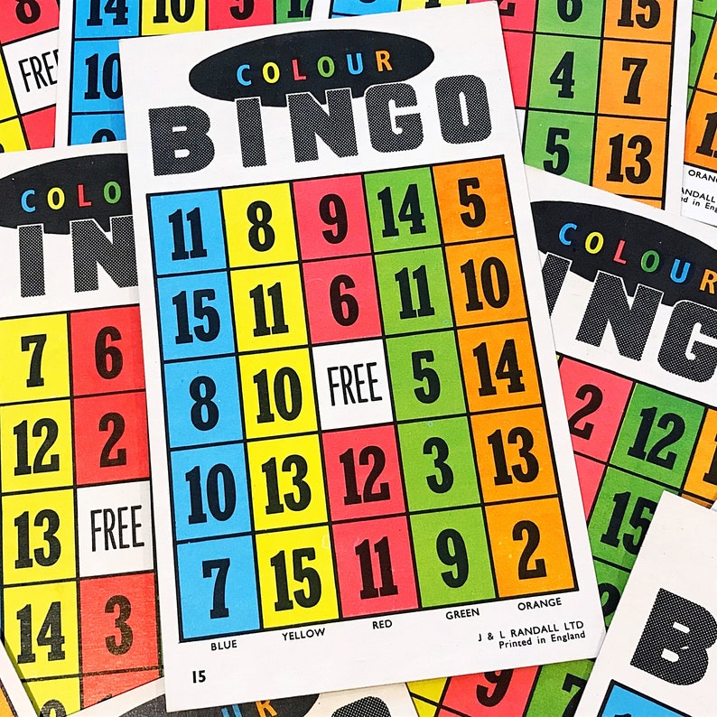 Colour Bingo Cards Pack of Three Vintage Multi Coloured Lotto - Etsy