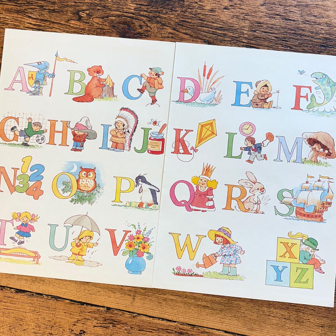 Pair Alphabet Pages From a Vintage Children’s Dictionary, Cute ...