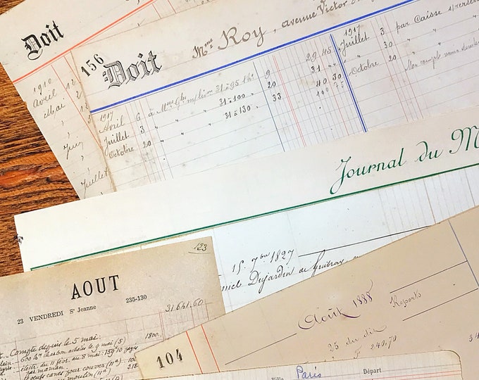 French Vintage Ledger Paper for Junk Journals, 19th Century Antique ...