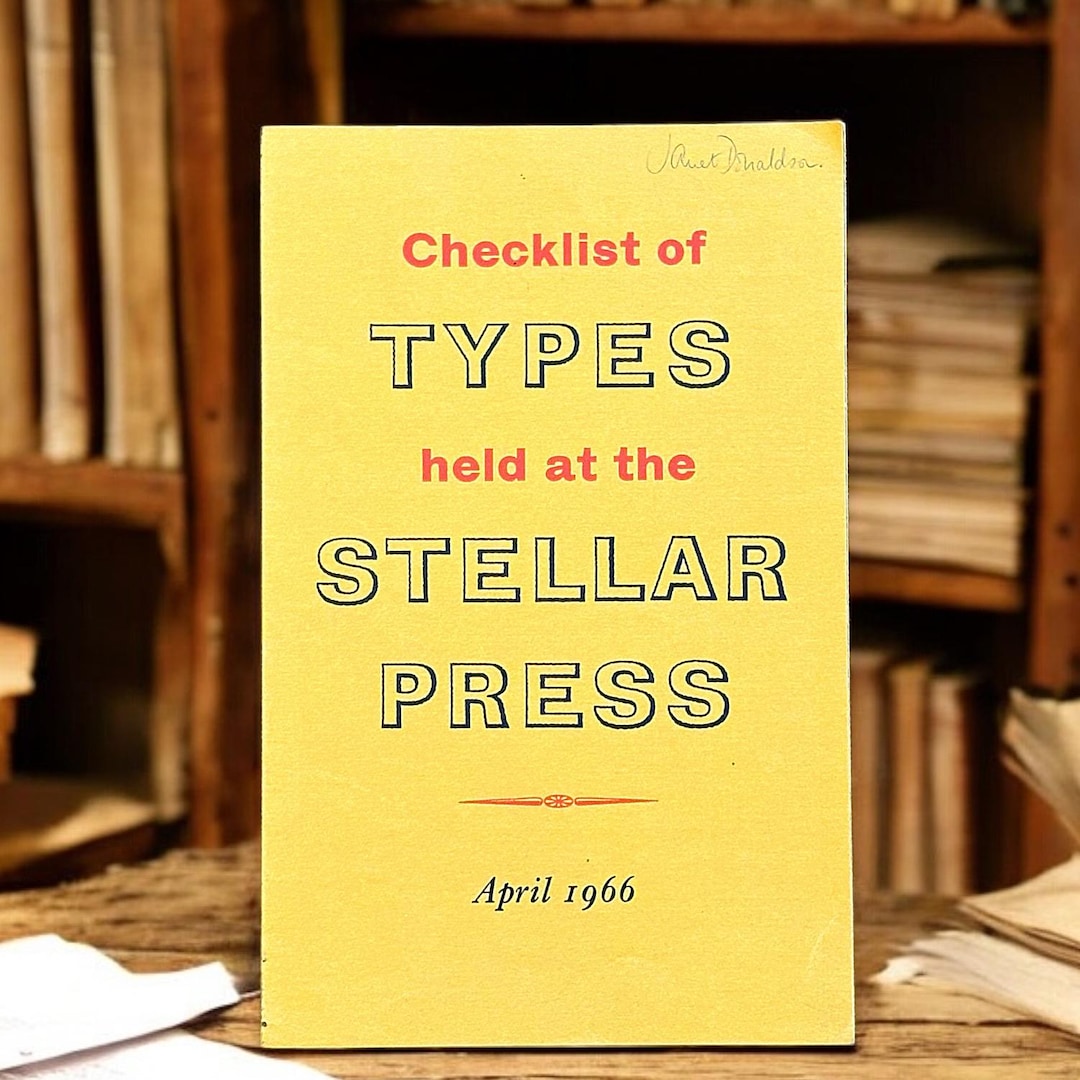 Vintage Checklist of Types Held at the Stellar Press 1966, Printing ...