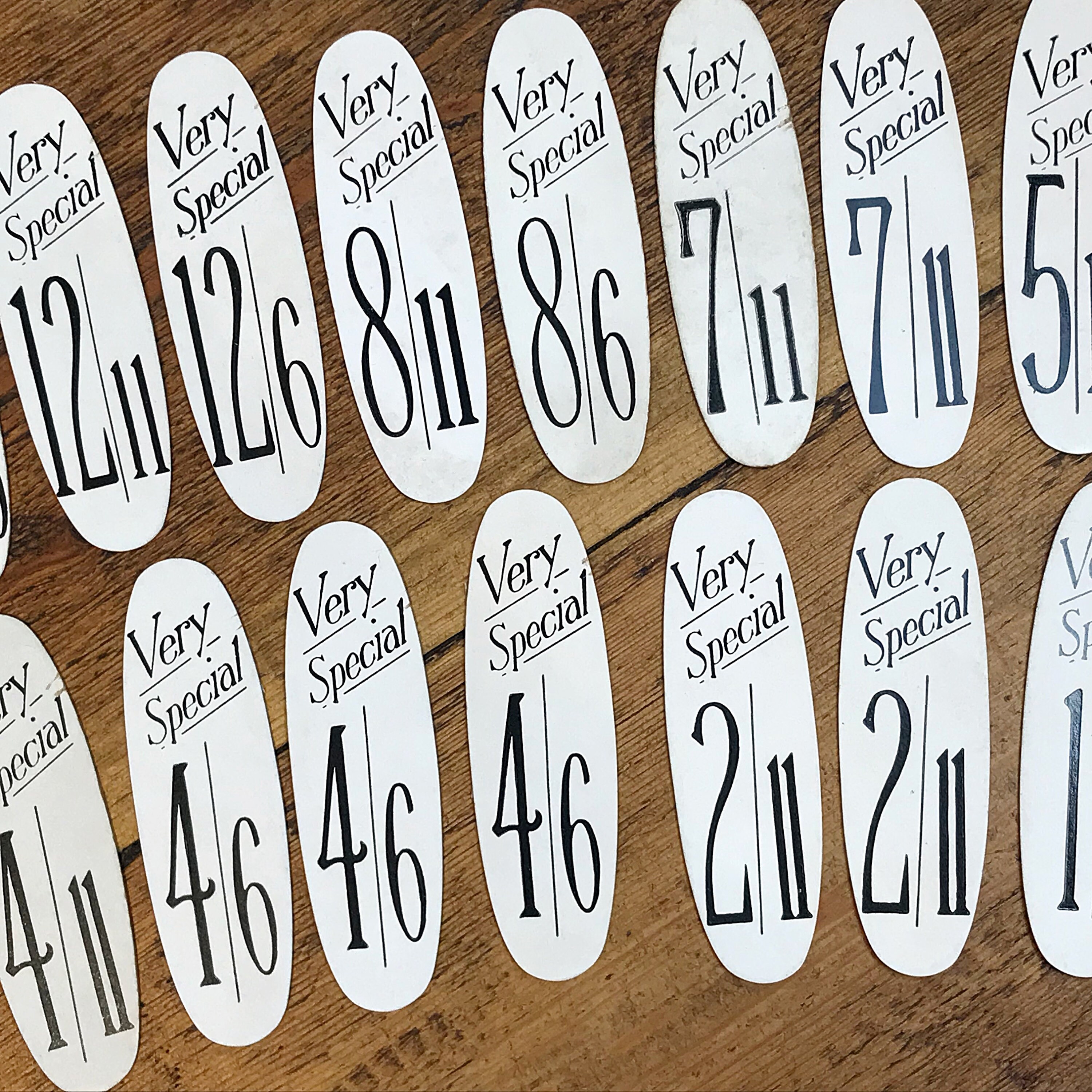 Vintage Very Special Shop Price Labels, Pre Decimal Pounds Shillings ...