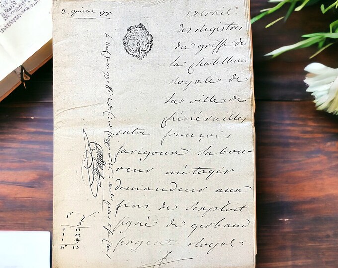 Antique French 18th Century Manuscript Dated 1790, Stunning Handwritten ...