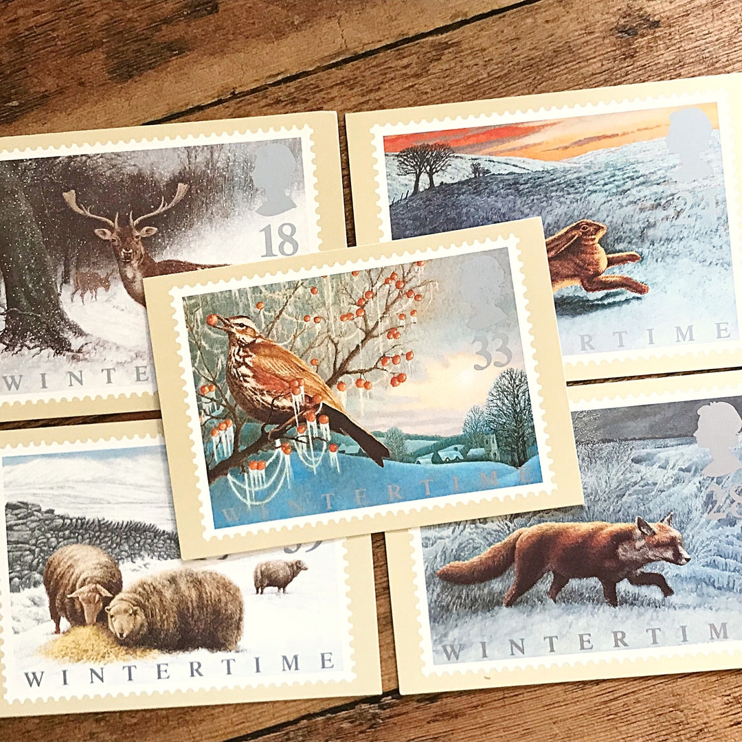 Wintertime PHQ Postcard Set by Royal Mail, Postage Stamp Picture Cards ...