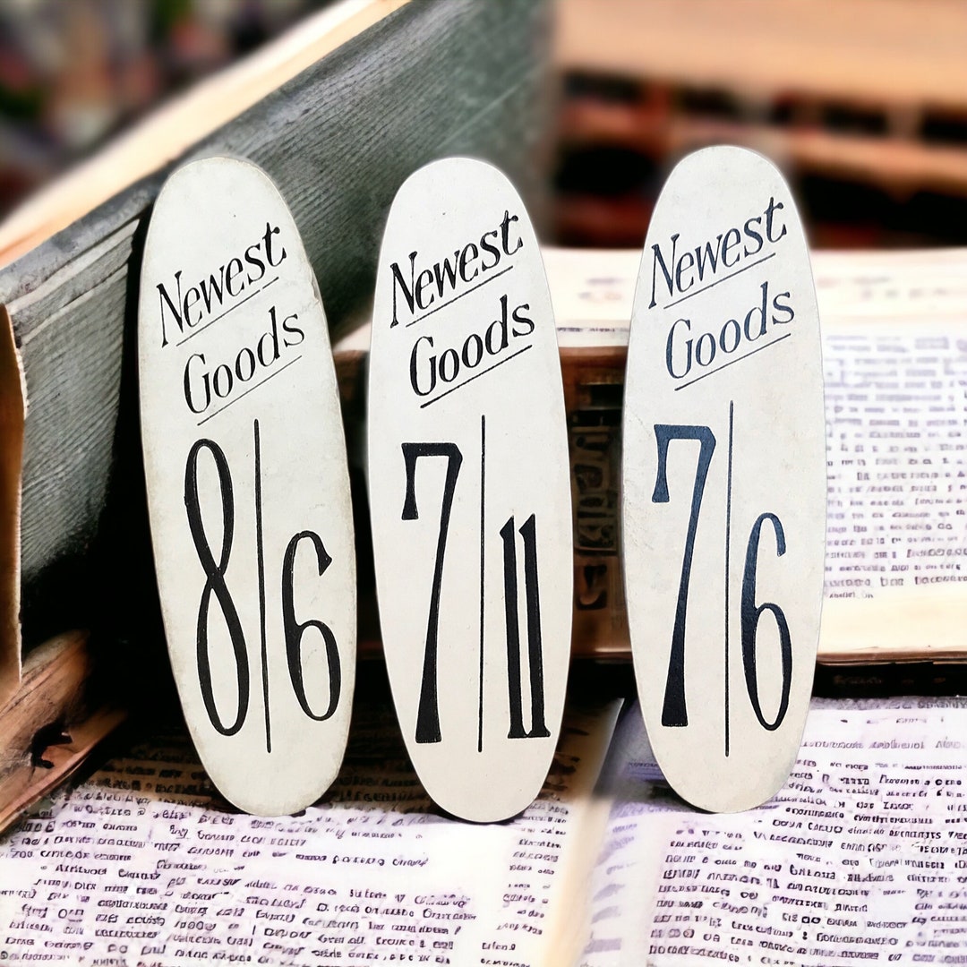 Vintage Newest Goods Shop Price Labels, Pre Decimal Pounds Shillings ...