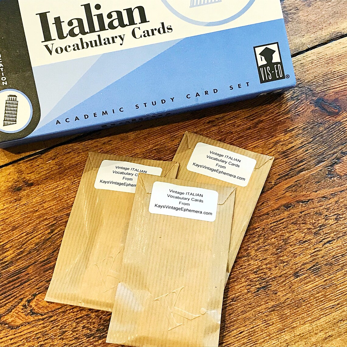 Vintage Italian Vocabulary Cards, Ephemera Pack of 25 Randomly Selected ...