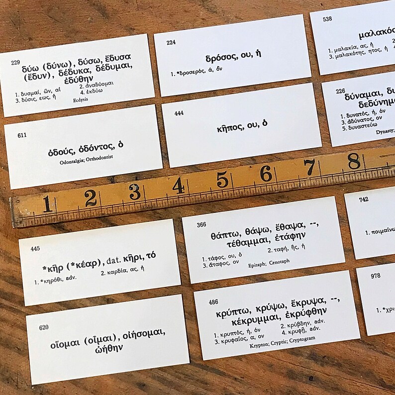 Vintage Greek Vocabulary Flashcards, Foreign Language Ephemera Pack ...