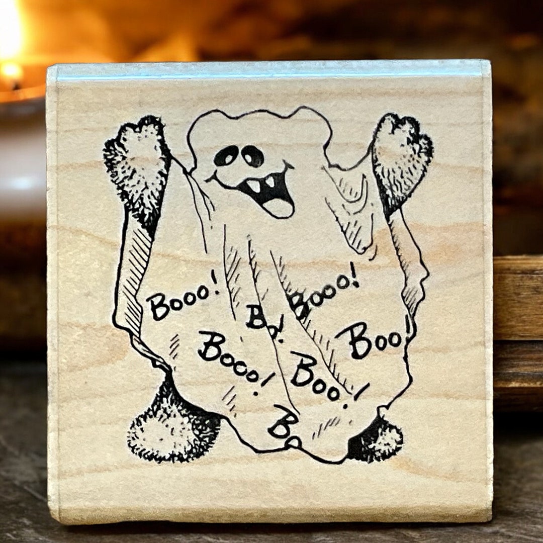 Vintage Boo Bear Ghost Rubber Stamp From Stampendous, Used and Wood ...
