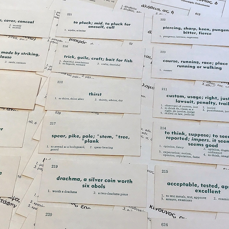 Vintage Greek Vocabulary Flashcards, Foreign Language Ephemera Pack ...