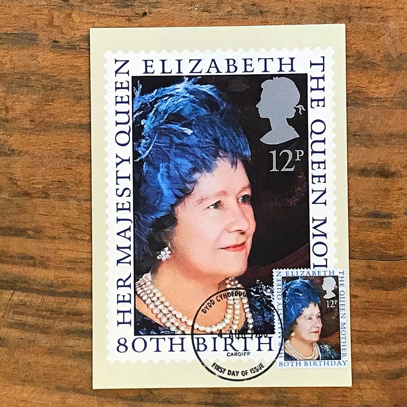 The Queen Mother 80th Birthday Postage Stamp Postcard Vintage - Etsy