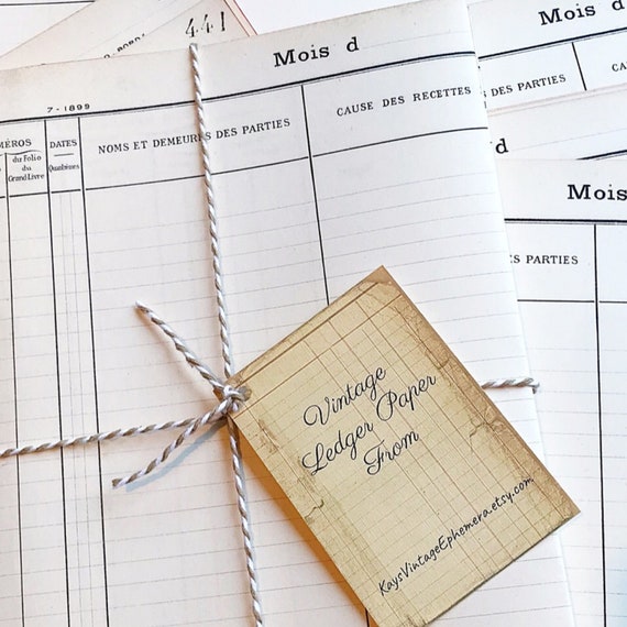 French Ledger Paper vintage paper from an early 1900s cash | Etsy