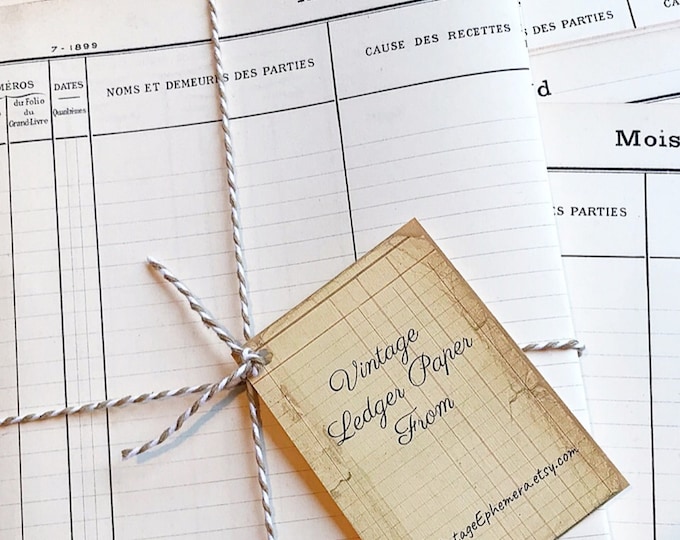 French Ledger Paper, Vintage Paper From an Early 1900s Cash Book, Blank ...