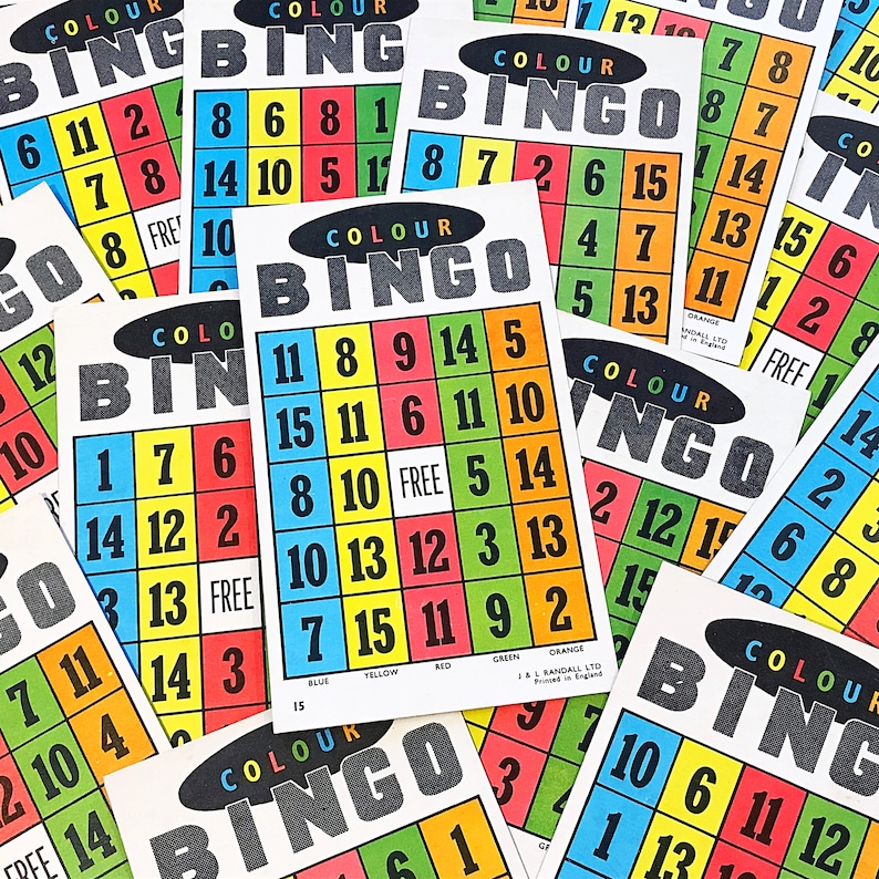 Colour Bingo Cards Pack of Three Vintage Multi Coloured Lotto - Etsy