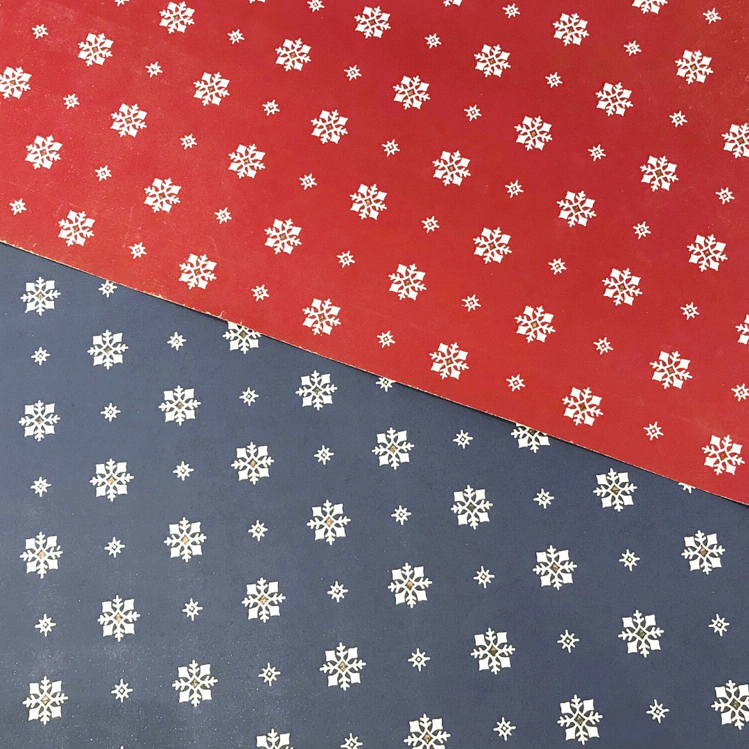 Vintage Snowflake Pattern Wallpaper Sample Page From Crown, Deep Red or ...