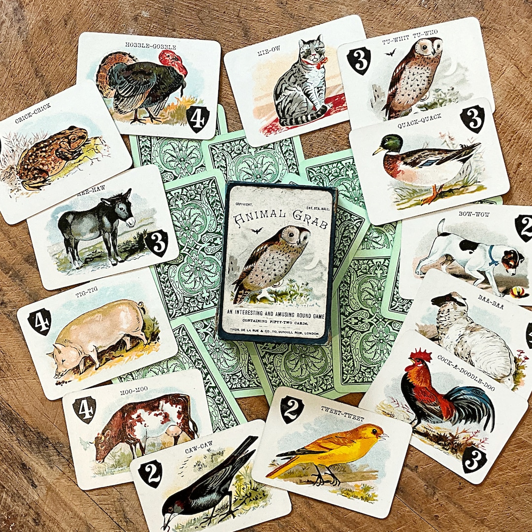Vintage Animal Grab Playing Cards, Choose a Single Card or Make a Set ...
