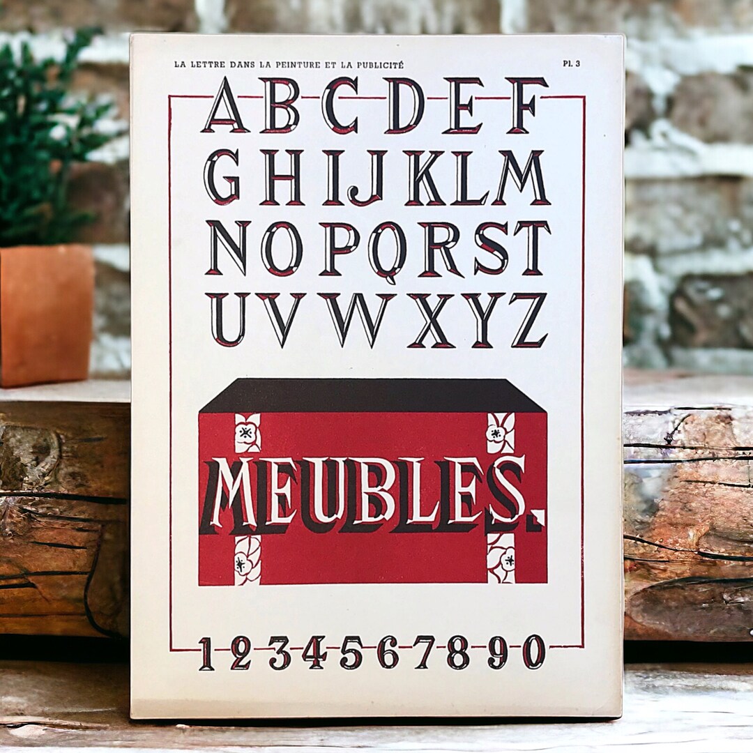 French Vintage Furniture Typography Print to Display, Mid Century ...