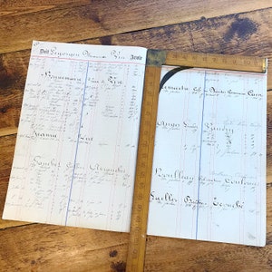 Large Antique Handwritten French Ledger Paper Pages, Vintage Junk ...