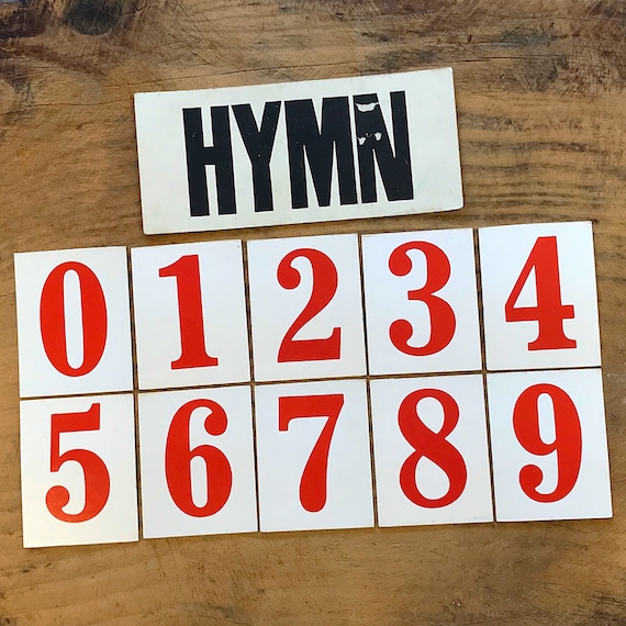 Vintage Red Church Hymn Numbers Full Set of Ten Cards for | Etsy