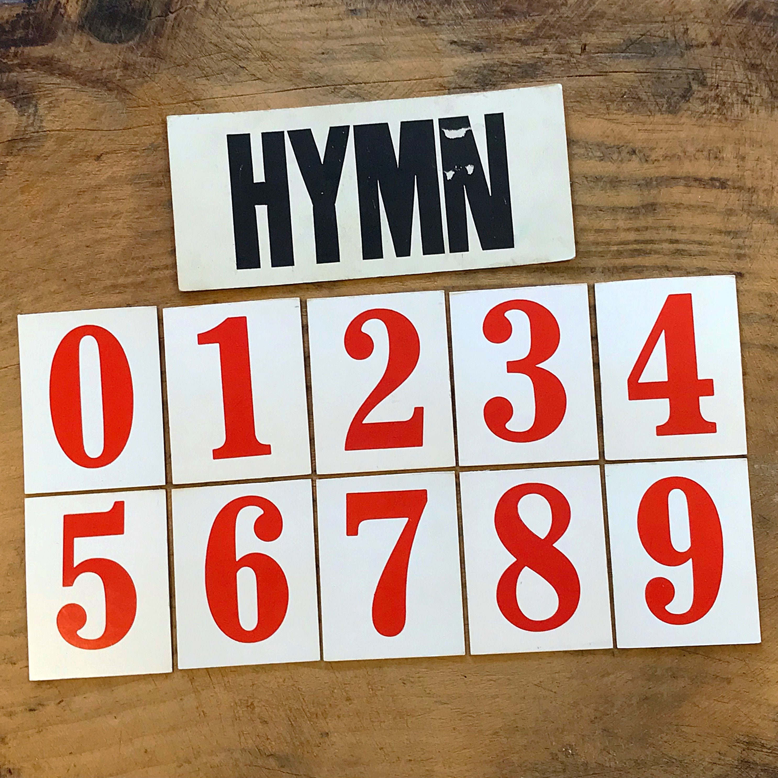 Vintage Red Church Hymn Numbers Full Set of Ten Cards for | Etsy