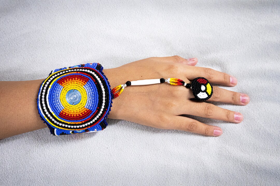 Lakota Sioux Beaded Bracelet and Ring Set: Medicine Wheel Jewelry [JC ...