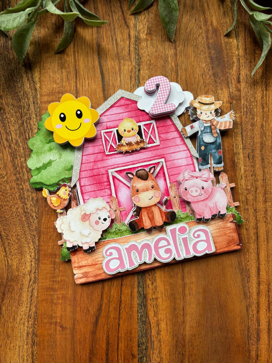 Farm Cake Topper Animal Cake Topper Farm Yard Cake Topper Pink 3d Cake ...