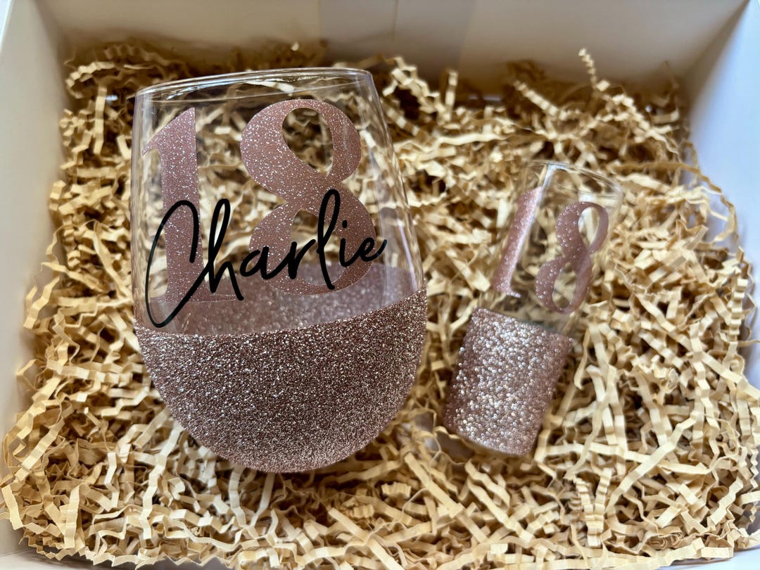 Personalised 18 Stemless Glass Plus Shotglass - Etsy Australia