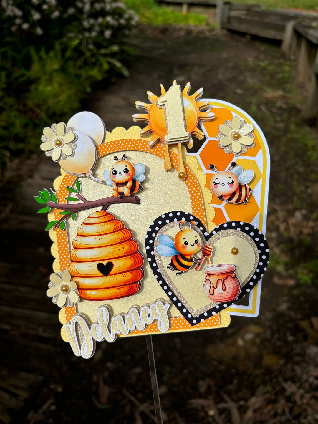 Bee Cake Topper - Bee Theme Cake Topper - 3D Cake Topper- - Etsy