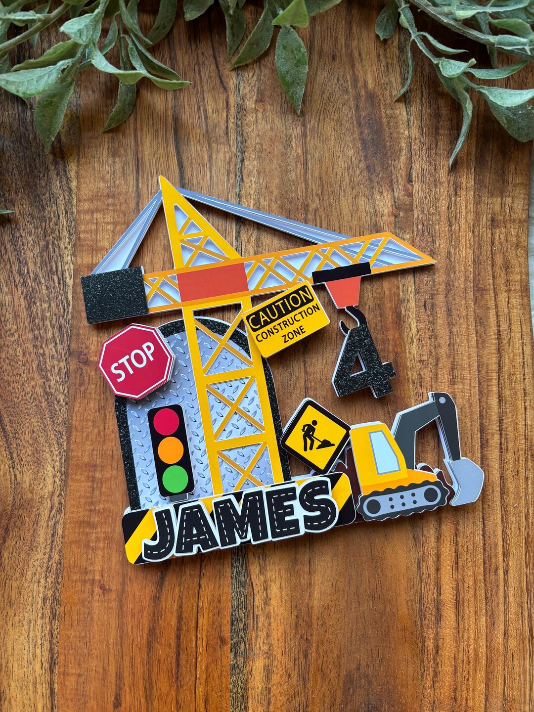 Construction Cake Topper Cake Topper Crane Cake Topper Personalised ...