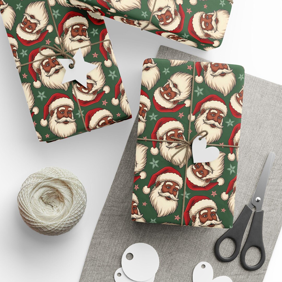 Wrapping Papers - Santa Claus Face Christmas Gift Wrap Design - Etsy