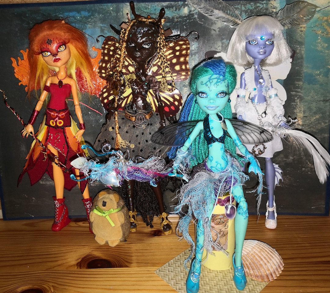 Monster High Dolls Repainted Elves Fairies Arcanea 4 ELEMENTS Magical ...