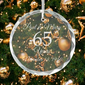 65th Anniversary - Personalized Crystal Holiday Ornament - Christmas ...