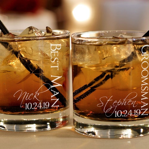 Personalized Whiskey Glass Set Of 2 Engraved Wedding Glasses Etsy