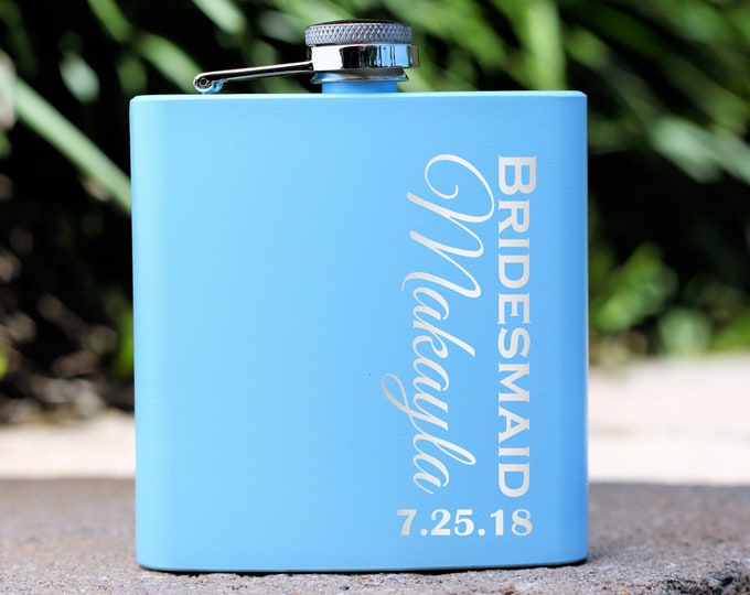Personalized Bridesmaid Flask, Flask for Women, Custom Bridal Flask ...