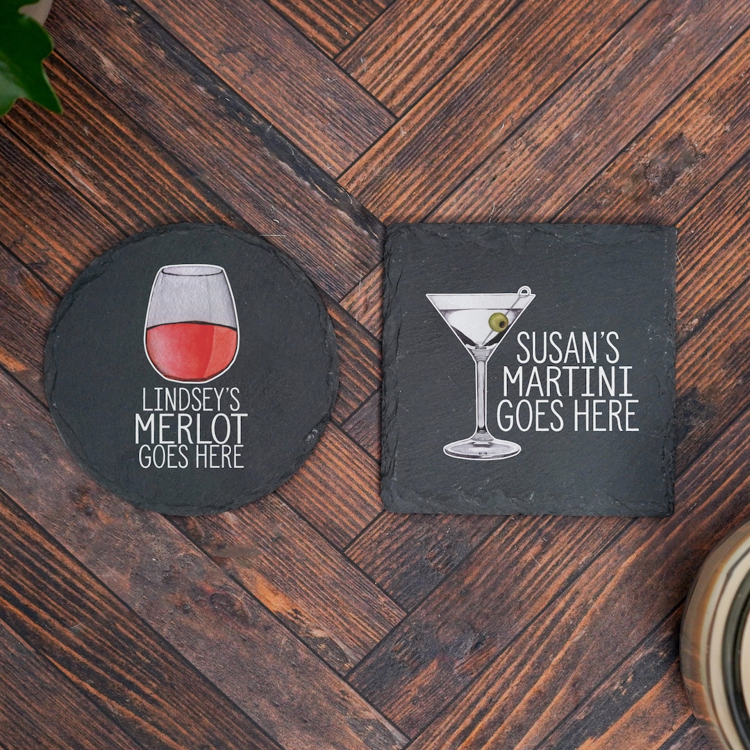 Personalized Drink Coaster for Women, Customize Wine and Coffee Coaster ...