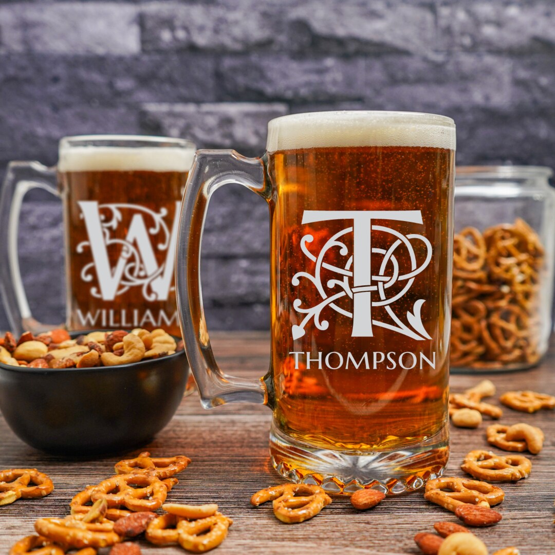 25oz Last Name Beer Mug, Clan Name Glass, Personalized Stein, Large Ale ...