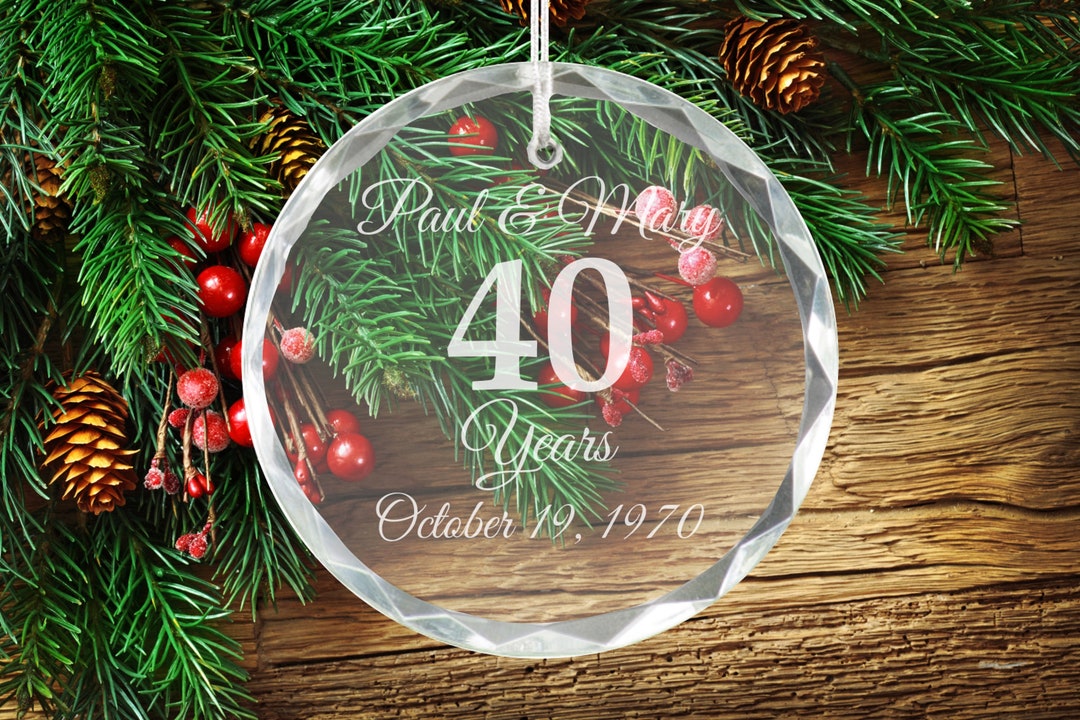 40th Anniversary - Personalized Crystal Holiday Ornament - Christmas ...