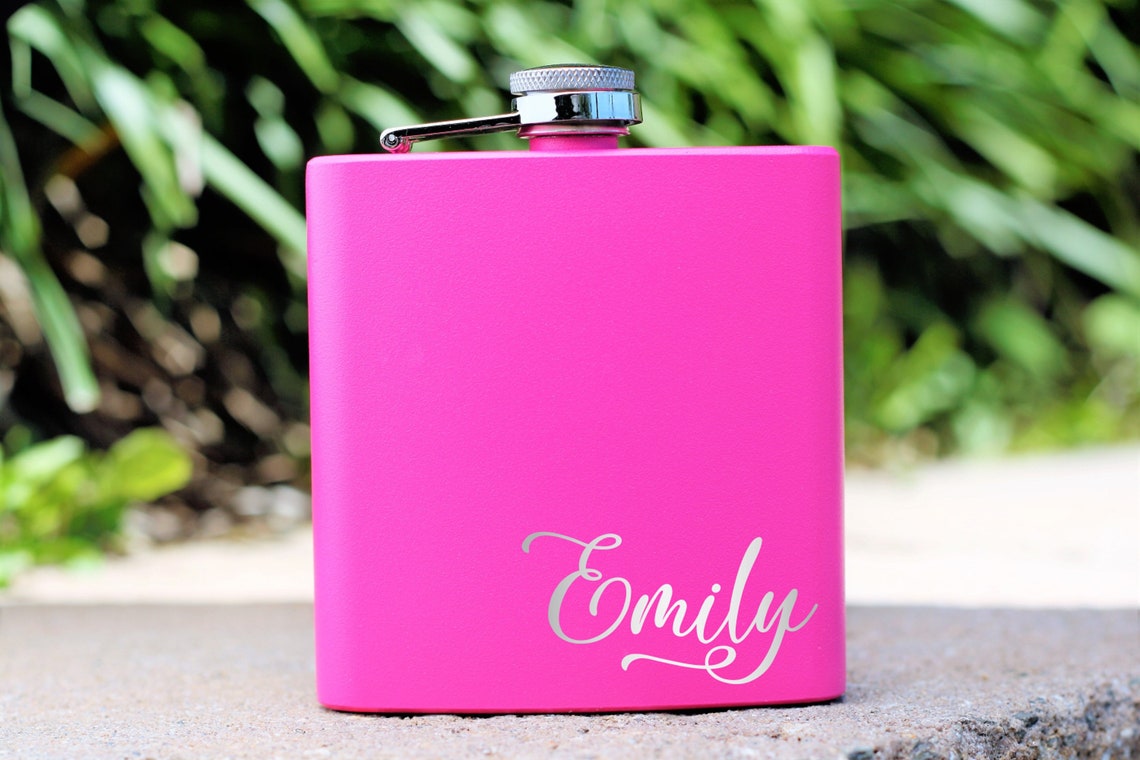 Pink Flask for Women Flask for Her Bridesmaid Gift | Etsy