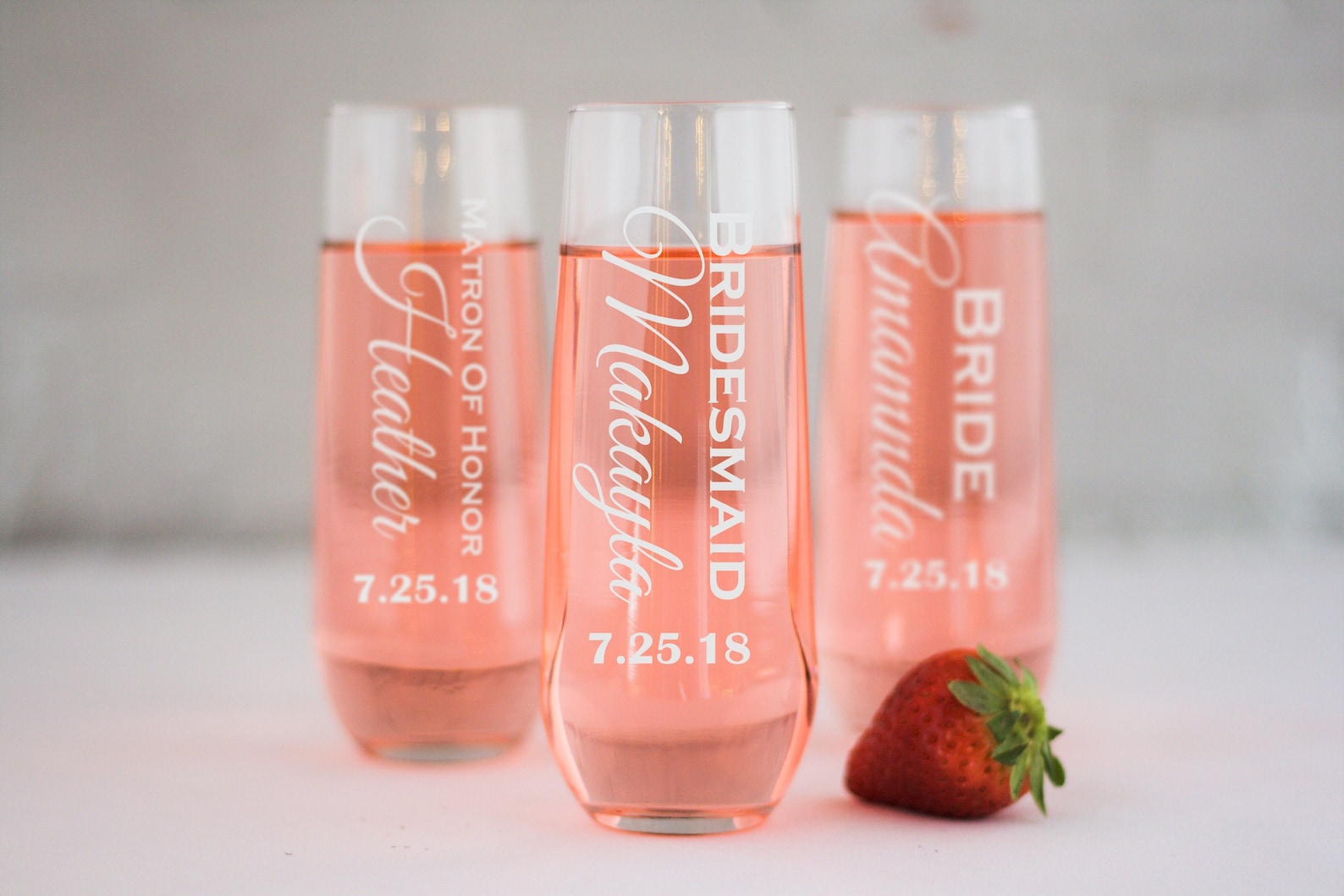 Stemless Champagne Flute, Personalized Champagne Glass, Bridesmaid ...