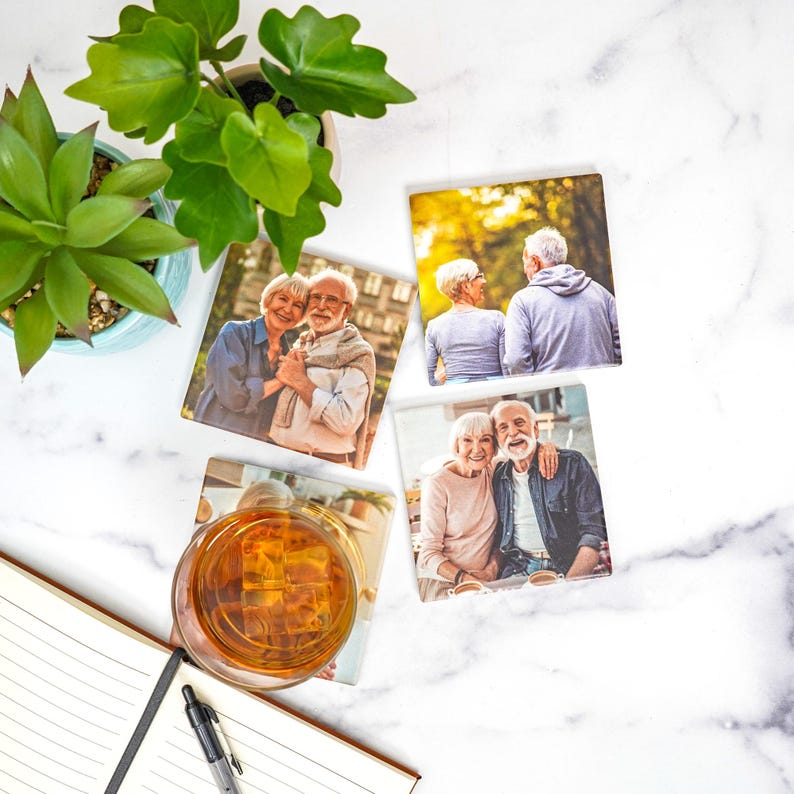 Anniversary Photo Coasters, Grandparent Gift, Images Printed on ...
