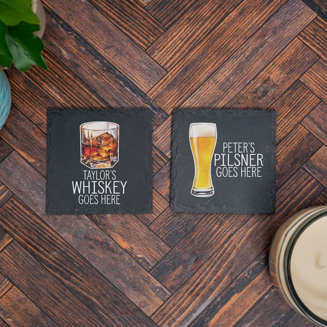 Personalized Drink Coaster for Men, Customize Beer and Liquor Coaster ...