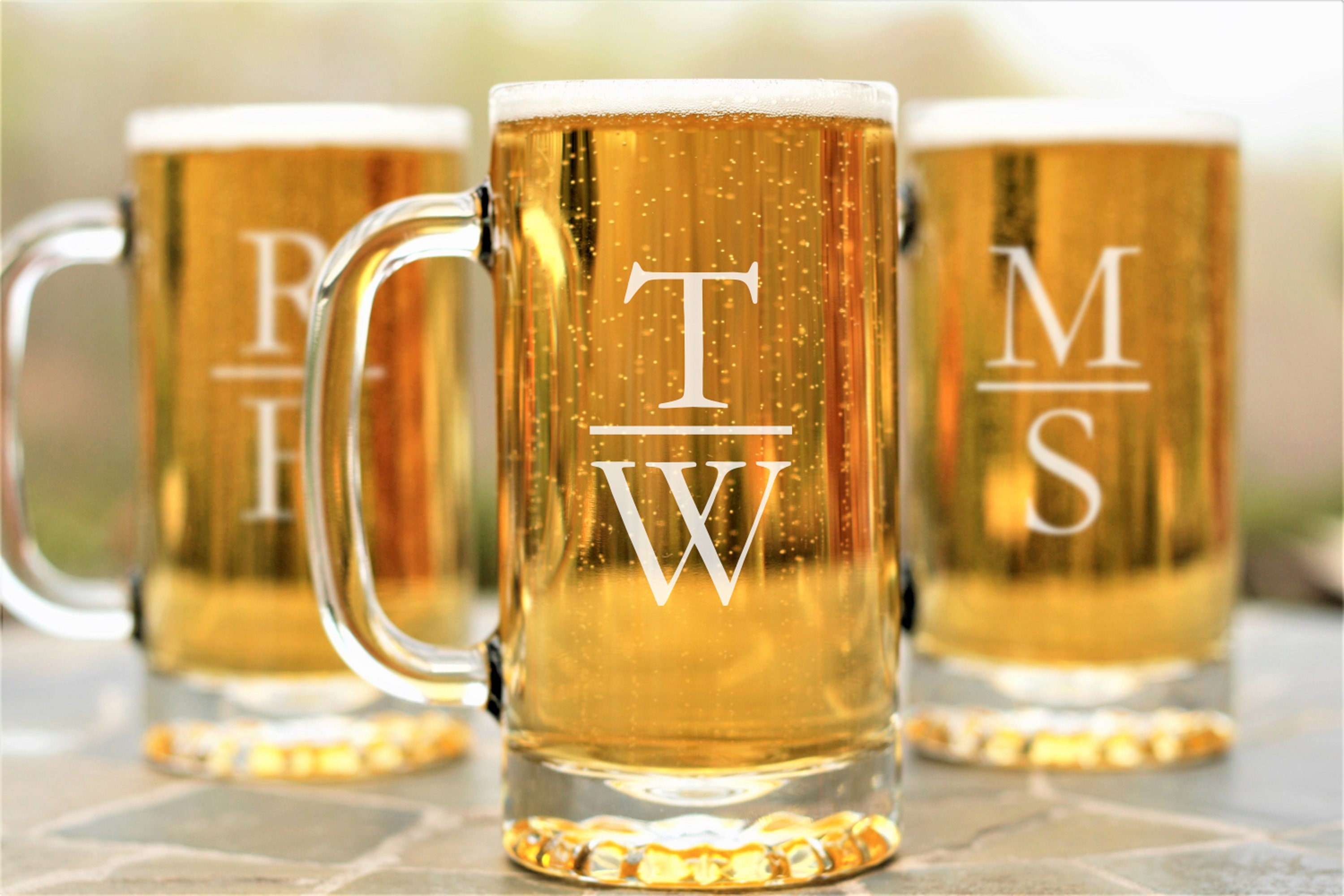 Glass Mugs Set of 8 Personalized Beer Gift Father of the | Etsy