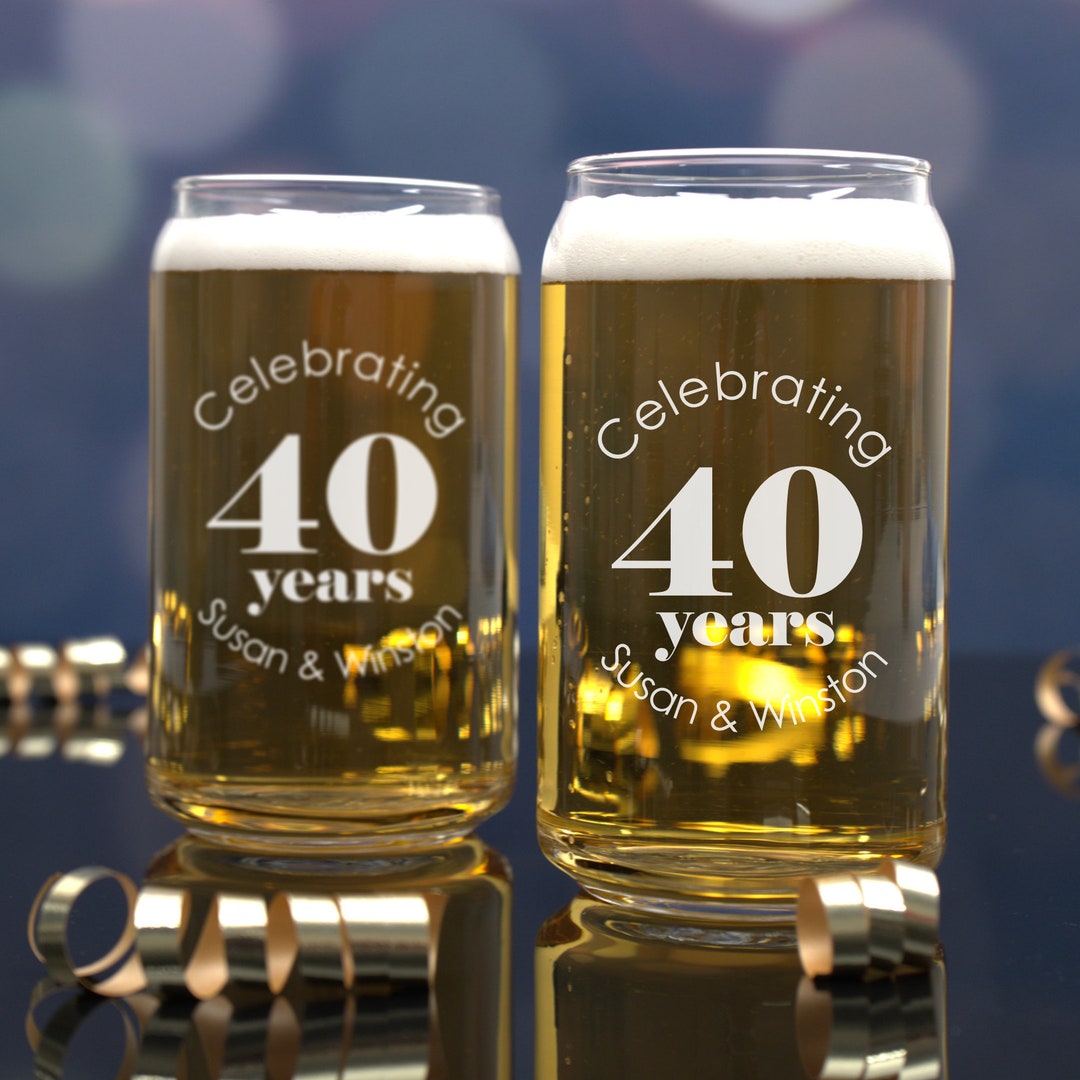 40th Anniversary Glassware Set, 40 Year Celebration, Wedding ...