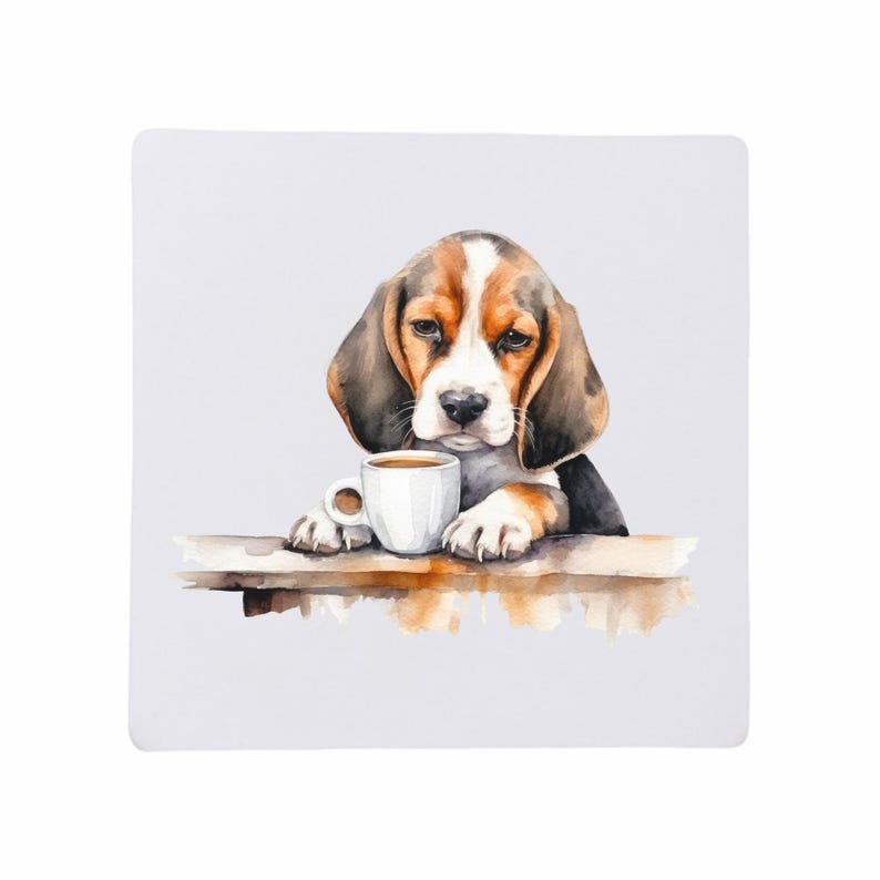 Beagle Dog Coaster, Ceramic Coffee Coaster, Dog Decor, New Puppy ...