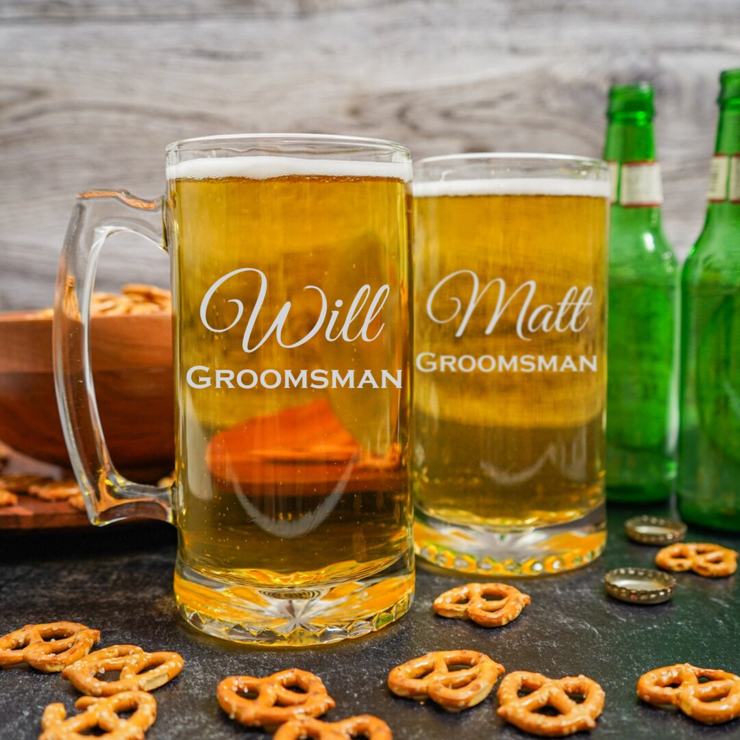 Groomsman Beer Mugs of 25oz, Best Man Glass, Wedding Present, Engraved ...