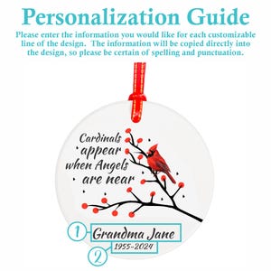 Personalized Memorial Christmas Ornament, Cardinal Keepsake, Custom in ...